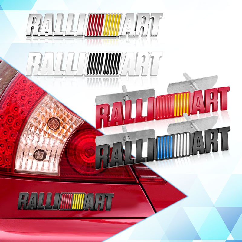 3D Metal Car Styling RalliArt Front Grille Emblem Rear Trunk Badge ...