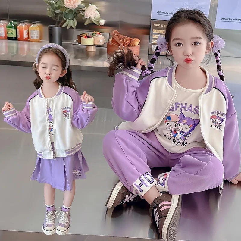 3PCS Sanrio Baseball Uniform Suit Kuromi Melody Kawaii Girls Cartoon ...