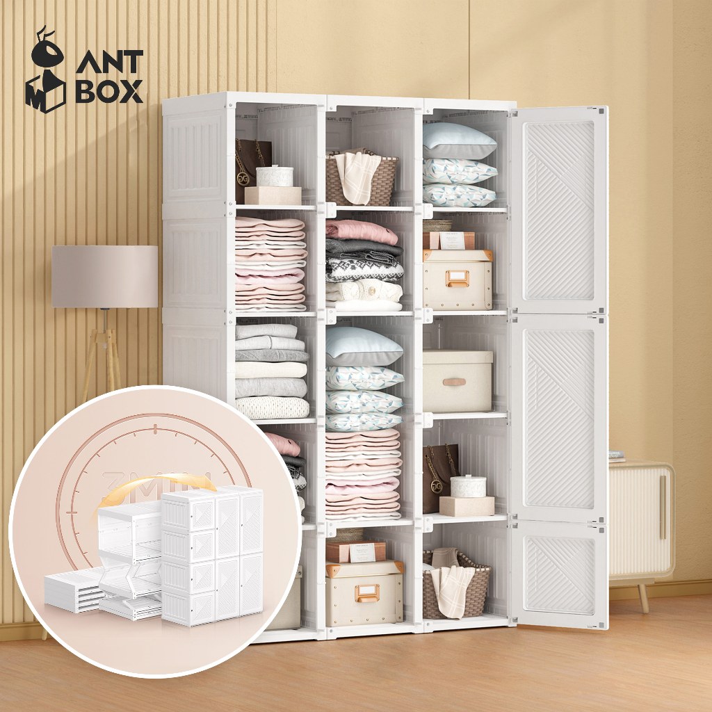 ANTBOX White Wardrobe Portable Folding Without Installation Needed 360L ...