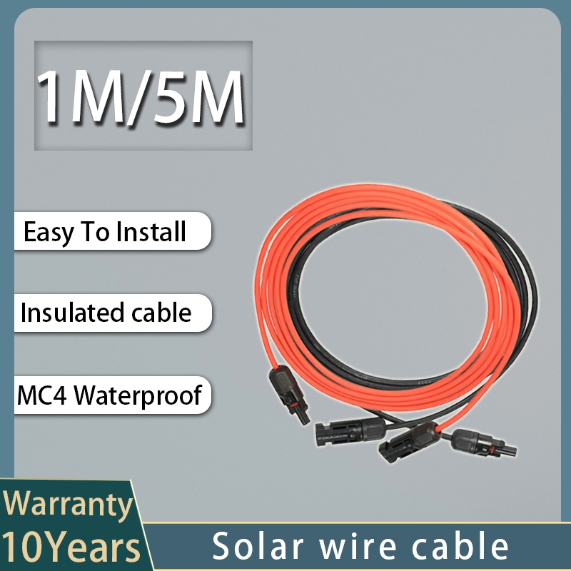 1M/5M Solar Panel PV Extension Wire Cable Wire IP67 Waterproof Black ...