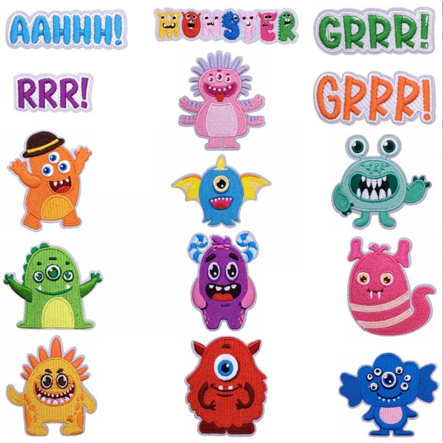 Monster Series Cartoon Embroidered Cloth Stickers Ripped Fashion Anime ...