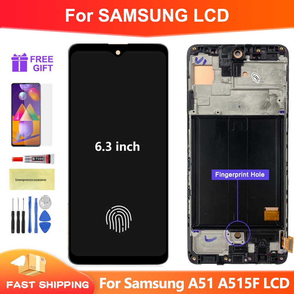 AMOLED 6.3'' For Samsung A51 4G A515 LCD With Frame A515F/DS A515FD ...