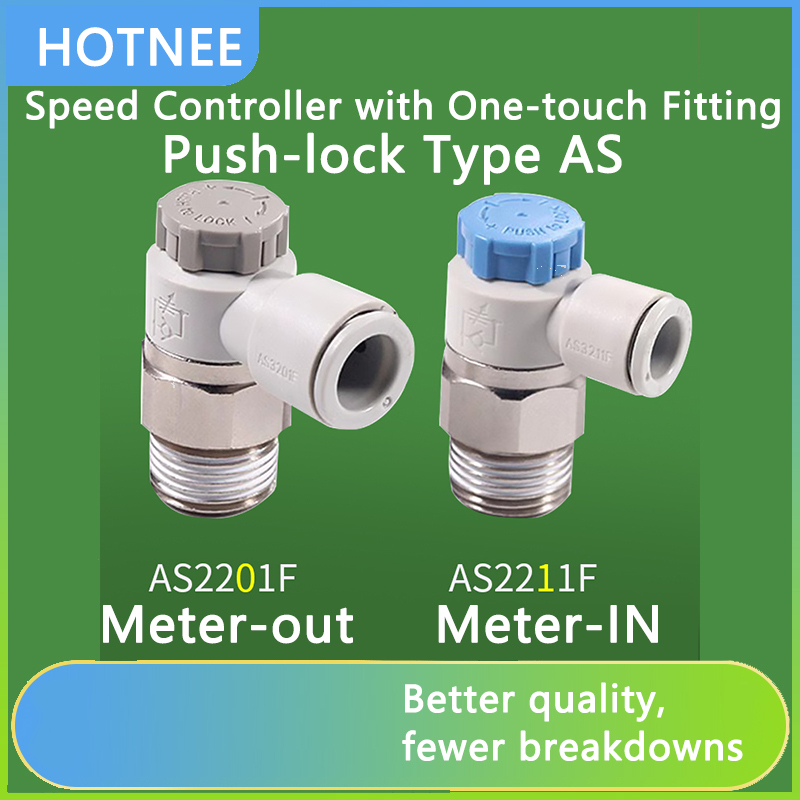 AS Series Throttle Valve Cylinder Fitting AS1201F/AS2201F Speed Controller with One-touch ...
