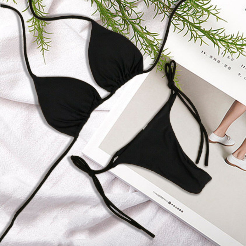 Women Sexy Bikini Bra Tie Side G-String Thong Beach Triangle Swimwear ...