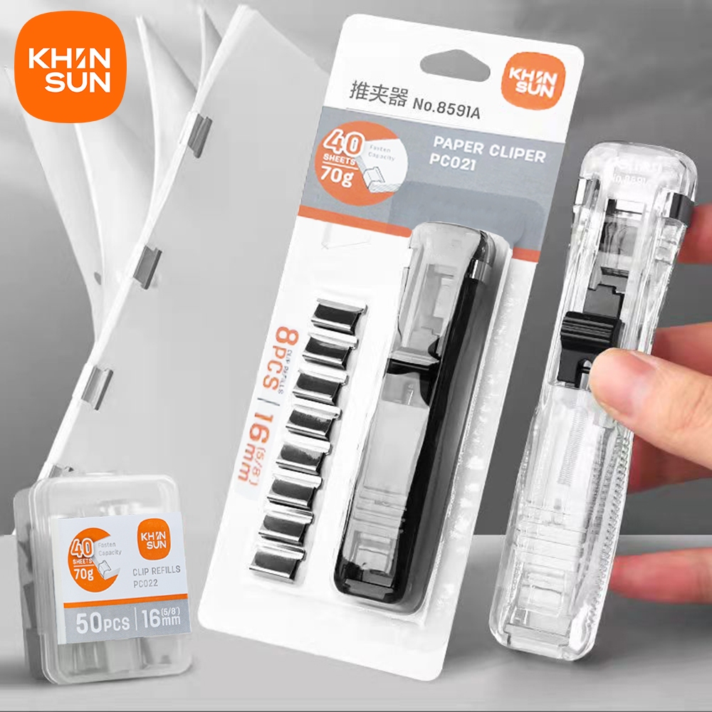 KHINSUN Portable Push Clamp Paper Binder Transparent Colorful Paper ...