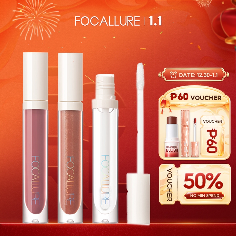 FOCALLURE High Shine Shimmer Lip Gloss 16 Colors Mint Extract Vitamin E ...