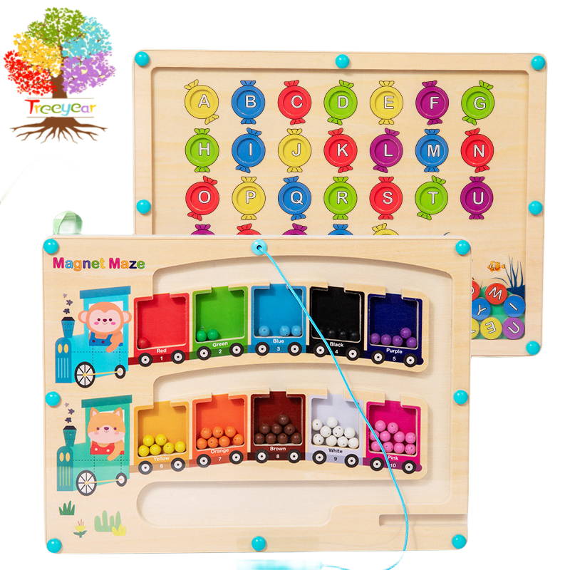 Magnetic Alphabet Maze Board, Montessori Learning Toys & Color Sorting ...