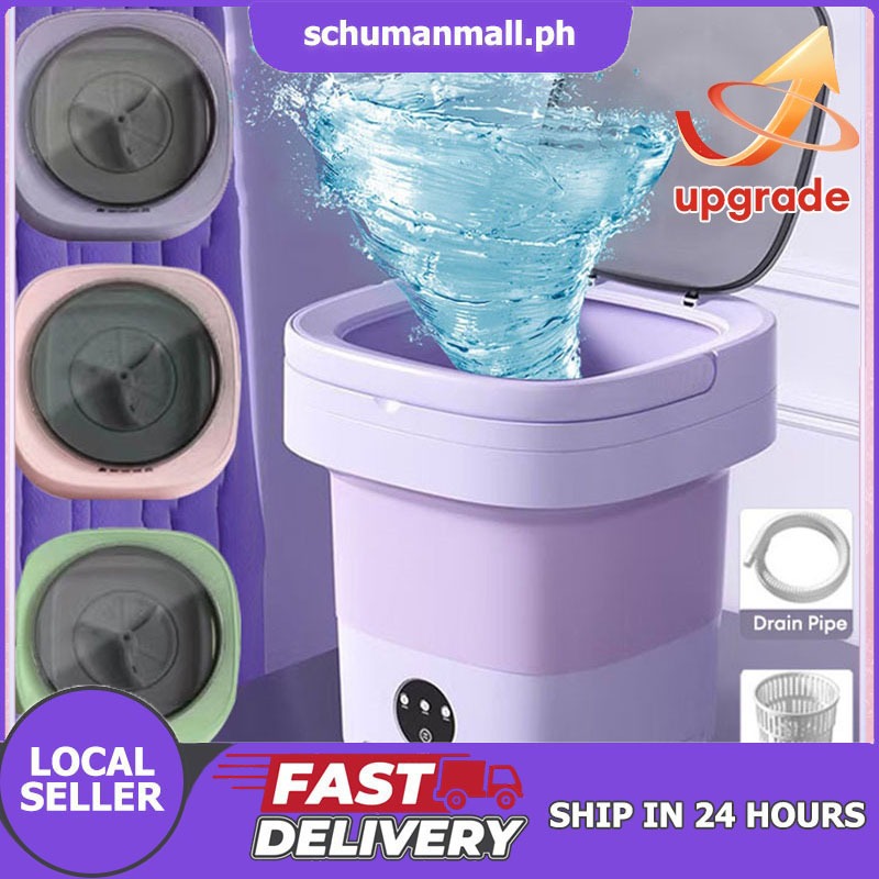 8L Mini Folding Washing Machine with Dryer Blue Light Disinfection ...