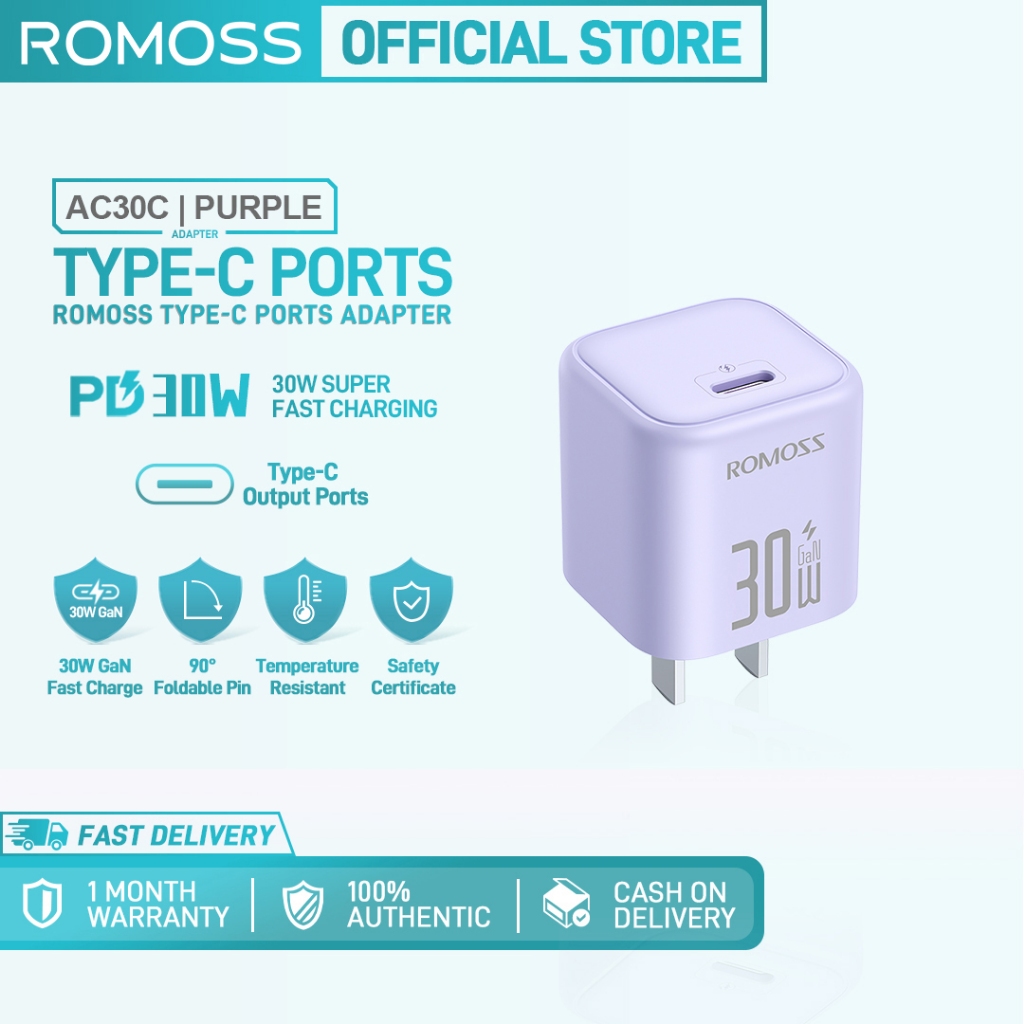 Romoss Ac30c Mini Power Adapter Pd30w Portable Fast Charge Type-C ...