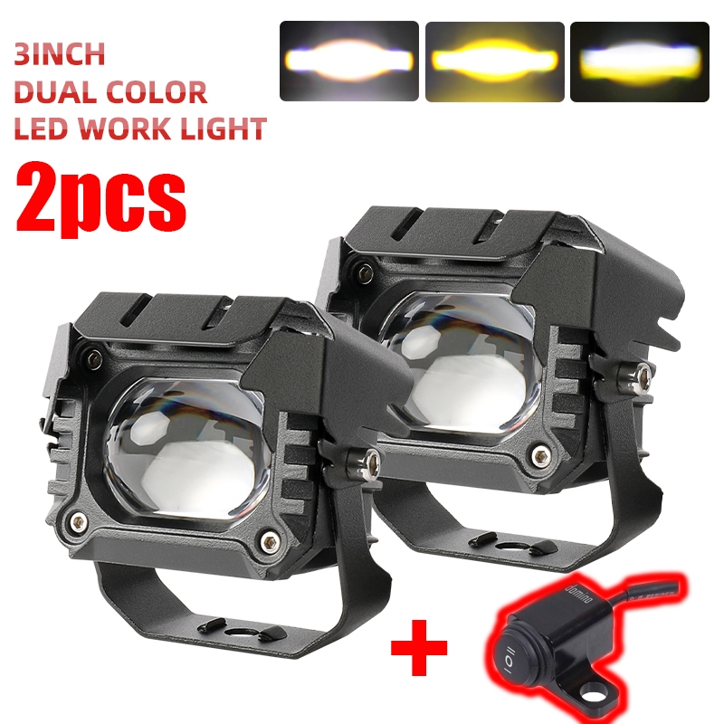 2PCS 50W Mini Driving Light V7 Pro High/Low Beam White and Yellow LED ...