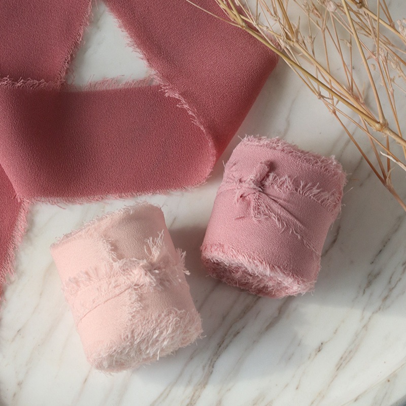 4CM*5M Handmade Frayed Edged Satin Chiffon Silk Ribbon For Wedding ...