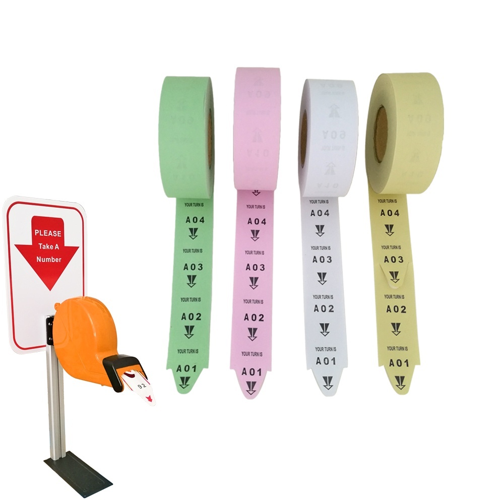 Colorful Queue Number Paper Ticket Dispenser 3 Digit for Queuing Number System restauran 1 Roll ...