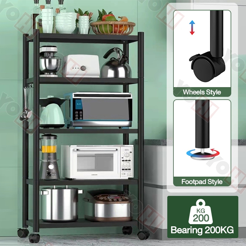 Multi-layer Kitchen Rack With Wheels Steel Kitchen Organizer Shelf ... Multi-layer Kitchen Rack With Wheels Steel Kitchen Organizer Shelf ...