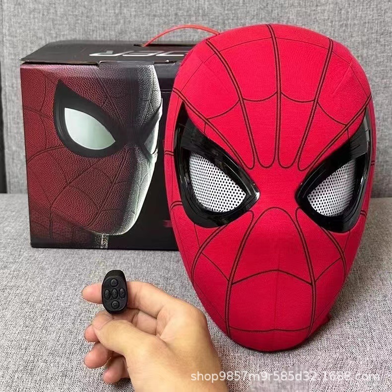 Spider-Man hood with movable eyes, electric flashing visor, superhero ...