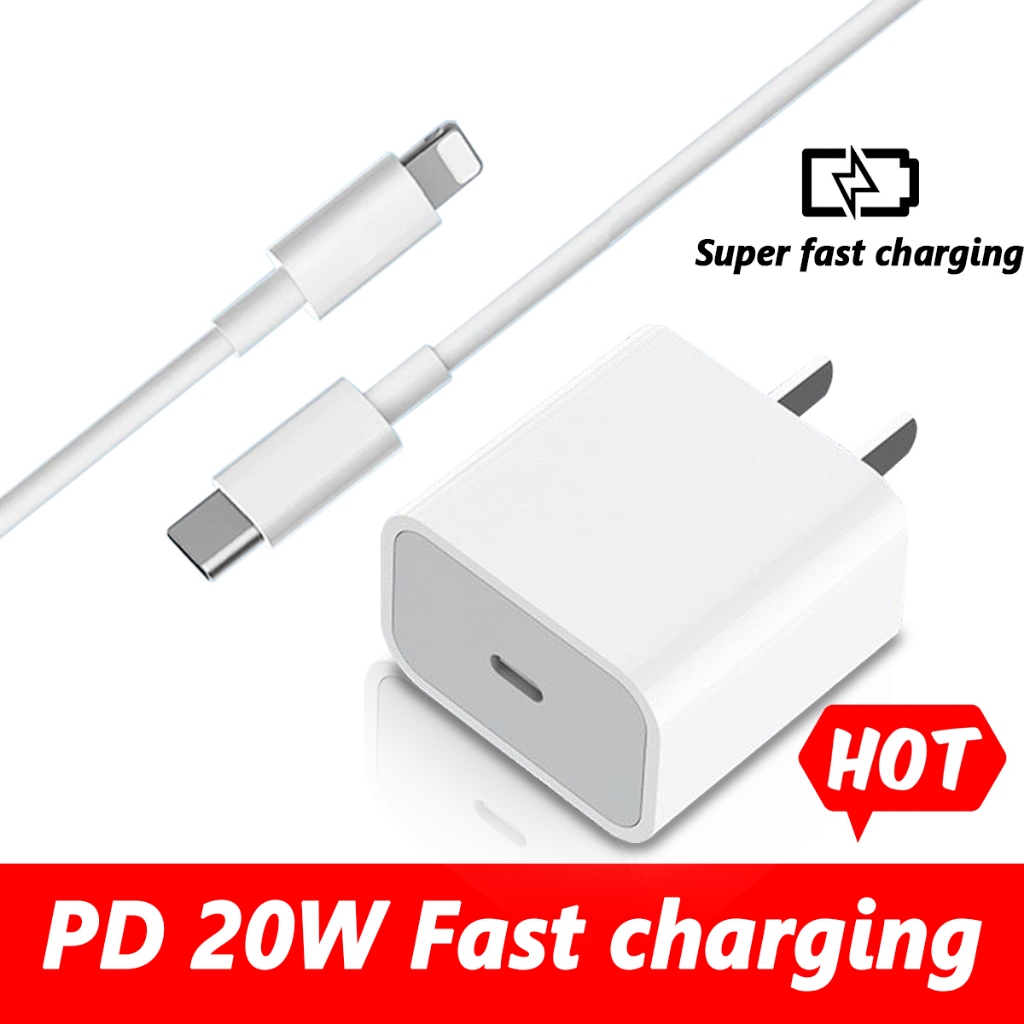 PD 20W Charger USB-C Cable Quick Charger 3A Adapter with Cable | Shopee ...