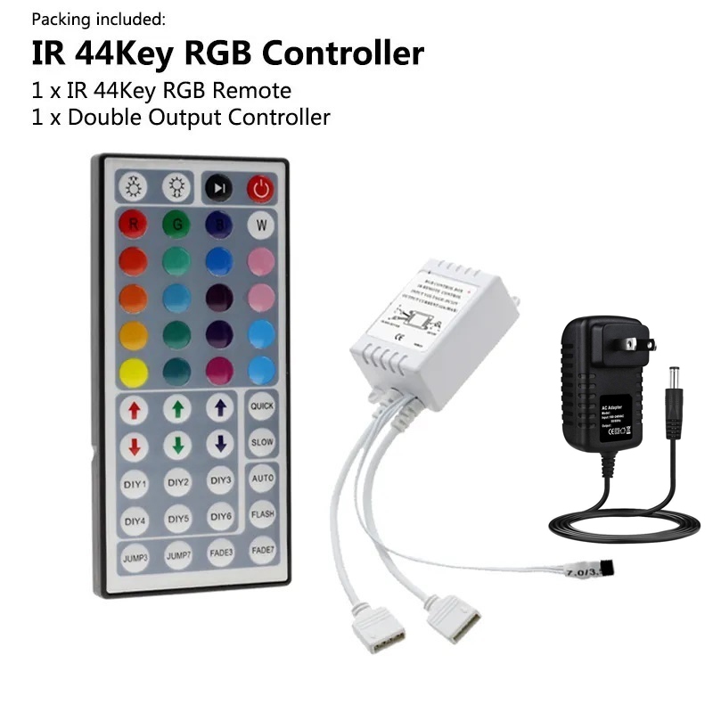 Led Strip controller with IR Remote DC12V 44 Keys Dual rgb Control Box ...