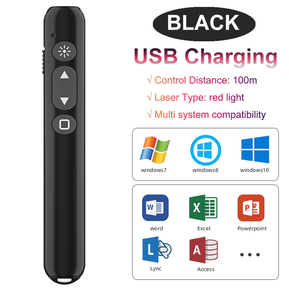 Clicker for Powerpoint Presentation Pointer with Laser USB Wireless Rechargeable Presenter ...
