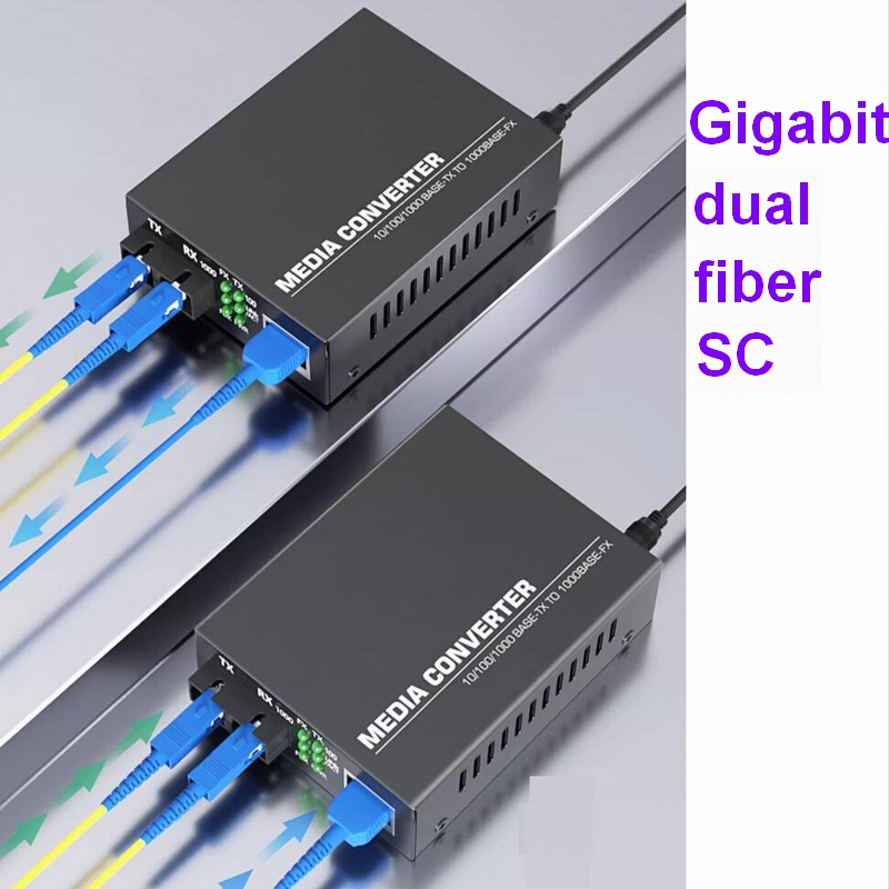 Single Mode Gigabit Ethernet Fiber Switch Dual Fiber 10/100/1000M Media Converter SC port and 1 ...