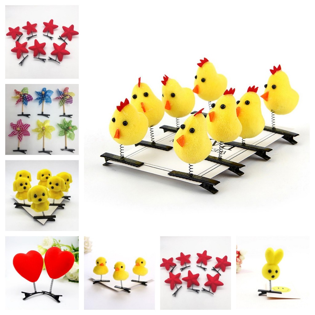 [GOOD] Lovely Little Yellow Duck Hairpin Heart Windmill Star Chick Dog ...