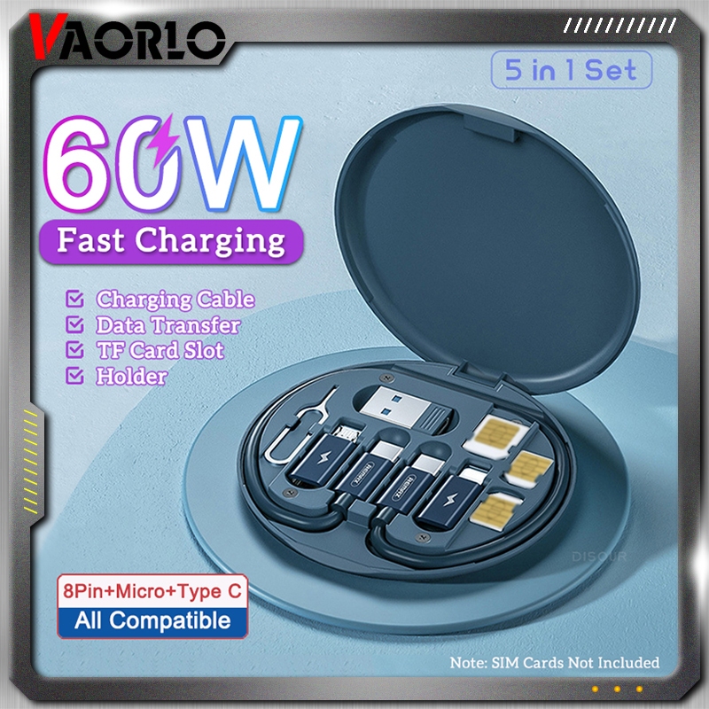 VAORLO PD 60W 4in1 USB C To USB C Cable for IOS Fast Charging Data Wire Type C Micro Cable Set ...