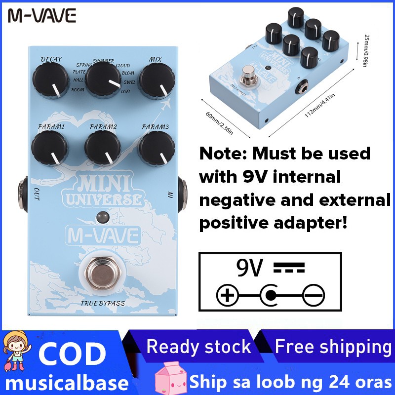 M-VAVE Guitar Effect Pedal Digital Reverb Pedal Digital Modeling Reverberation Effector with 9 ...