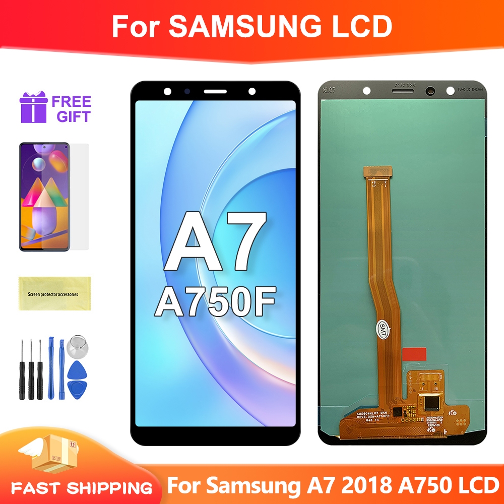 AMOLED /TFT For Samsung A7 2018 A750 LCD Display Touch Screen with Frame Digitizer Assembly for ...
