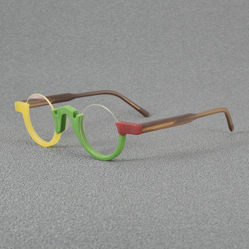 New Fashion Round Optical Glasses Frame Women Men Multi Color Patchwork ...