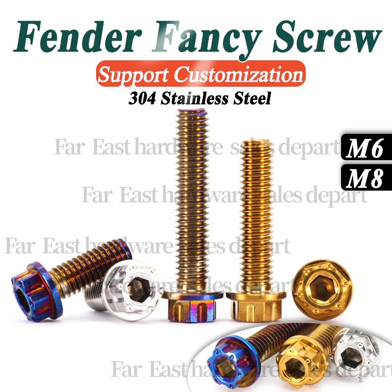 Stainless Steel Titanium Plated Flower Head Screws Fender Fancy Screw ...