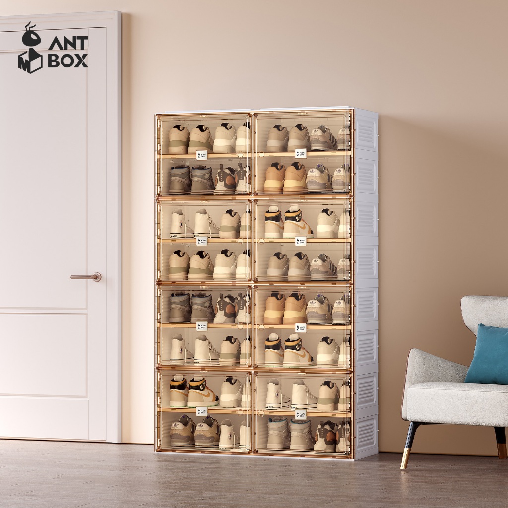 ANTBOX【Free Shpping】Shoe Cabinet 2 Rows 8 Layers 32 Pairs No ...