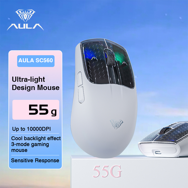 AULA SC560 Wireless Mouse E-sports Mouse Three-mode Connection Wired/2 ...