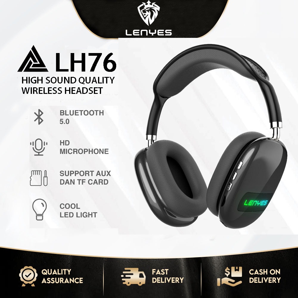 LENYES LH76 RGB LED Headset Wireless Bluetooth 5.0 hifi stereo heavy ...