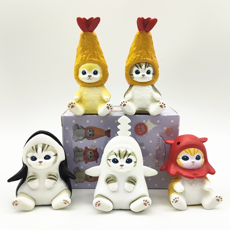 5Pcs/Set 4-6cm Cartoon Anime Mofusand Shark Cat Killer Whale Frying ...