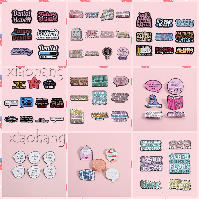 5-7Pcs/Set Funny Emotion Quotes Enamel Pins Set Custom Saying Slogan ...