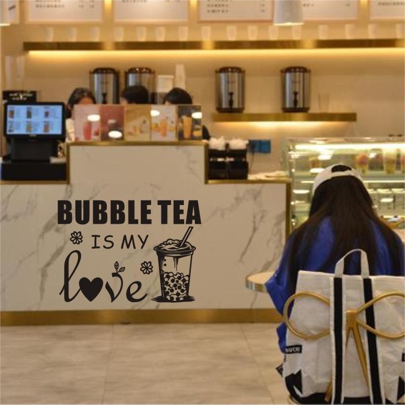 Milk Tea Shop Wall Sicker Bubble Tea Decal Cafe Drink Cup Vinyl Art ...