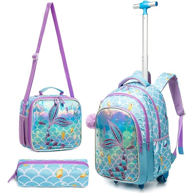 Trolley Backpack 3-Piece Set with Lunch Box and Pencil Case, Kids ...