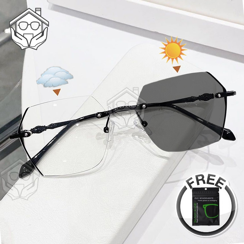 Photochromic Anti Radiation Frameless Glasses For Women Men Rimless ...