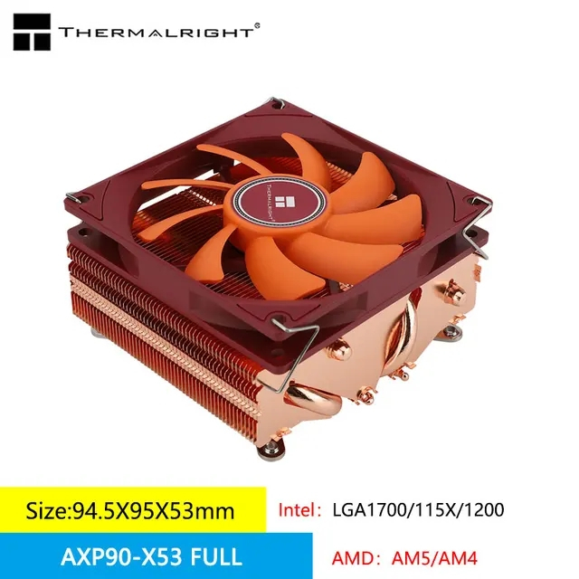 Thermalright AXP90-X53 Full Black 4 Heat Pipe 53mm high cooler thin ...