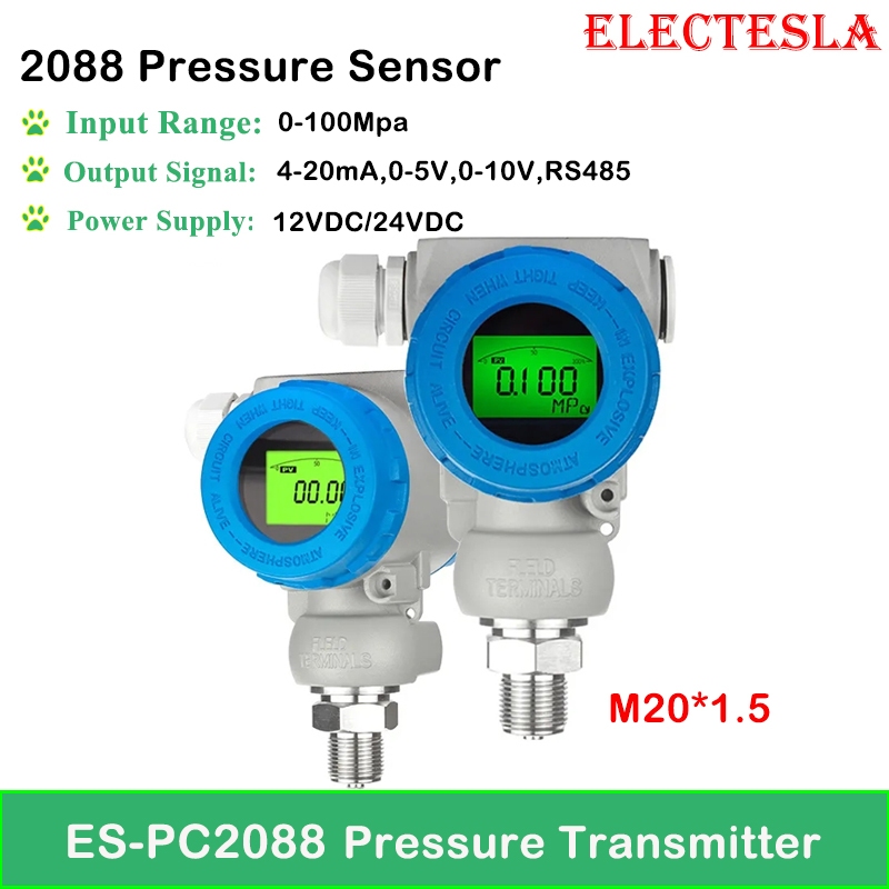2088 LCD Display Pressure Transmitter Oil Fuel Water Liquid Gas Pressure Sensor 4-20mA RS485 ...