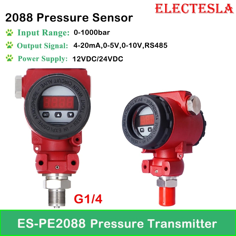 2088 LED Display Explosion-proof Pressure Transmitter G1/4 Water Oil Gas Liquid Pressure 4-20mA ...