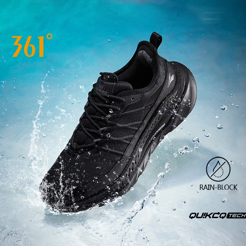 361 Degrees Fierce Rainblock Men Running Shoes Breathable Cushioning ...