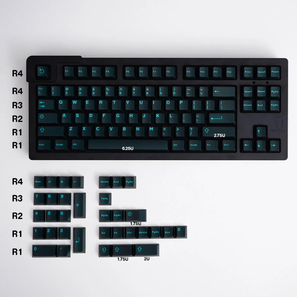 121 Keys/set Aifei Neon Light Klein Blue Pyga Keycaps ABS Double Shot ...