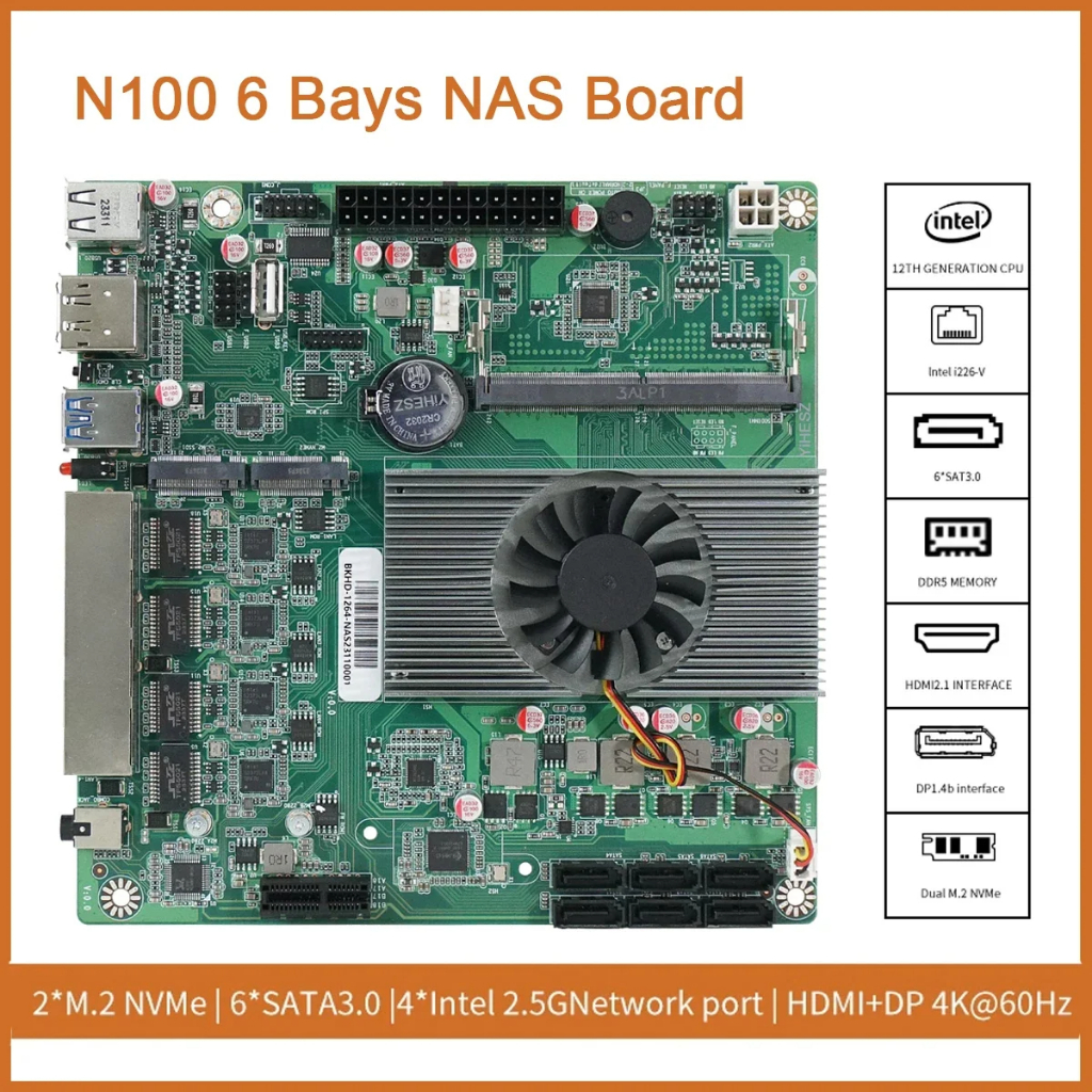 N100/i3-N305 NAS Board DDR5 Motherboard 4x Intel i226-V 2.5G 2* M.2 ...