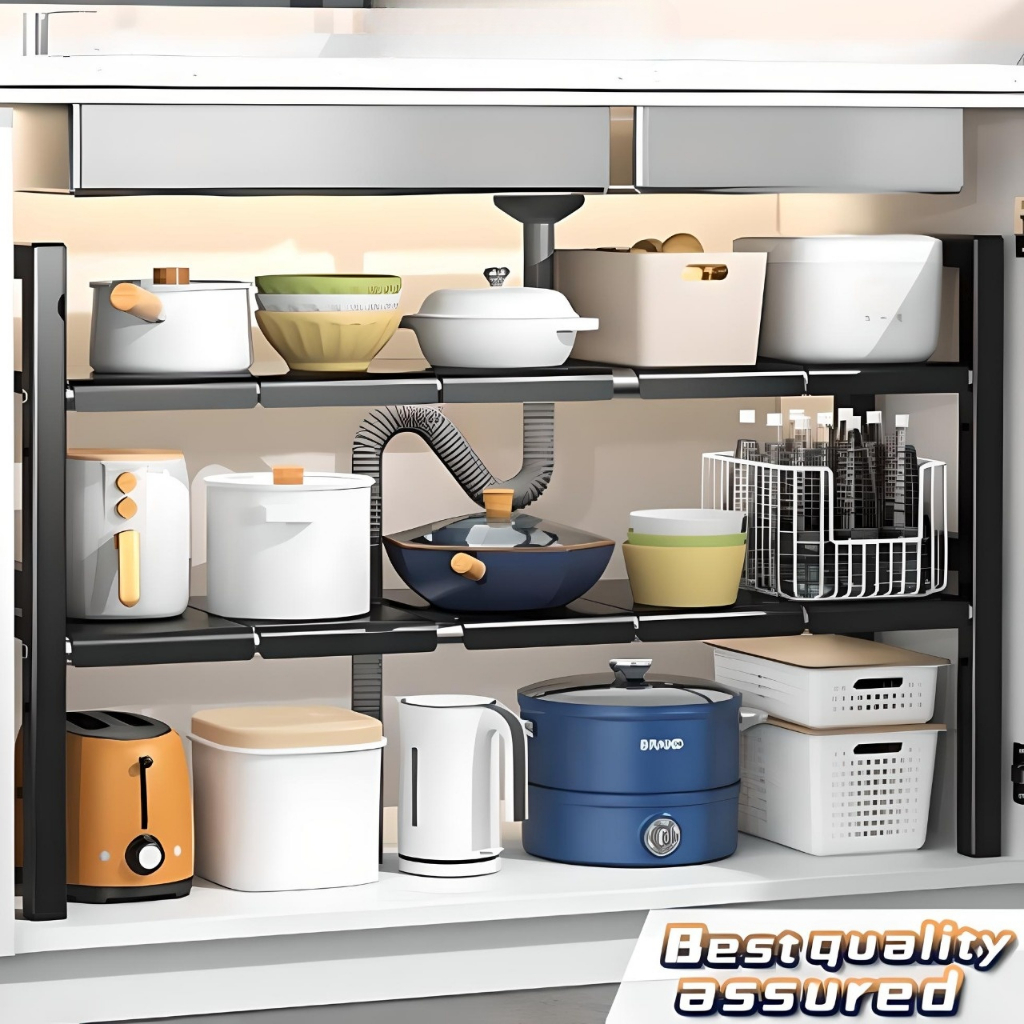 Adjustable Kitchen Storage Rack For Kitchen Cabinet Extendable Under ...