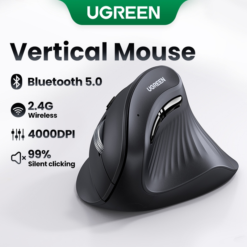 UGREEN Vertical Mouse Wireless Bluetooth5.0 2.4G Ergonomic 4000DPI 6 ...