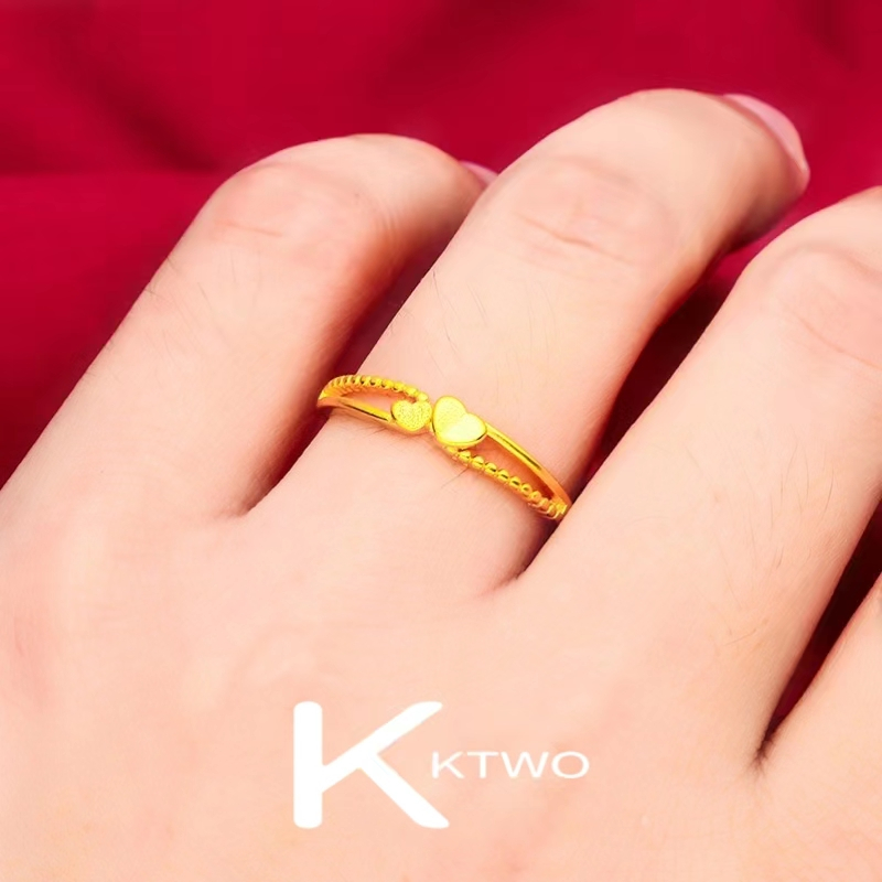 Original 18K Saudi gold pawnable hollowed out two heart-shaped ...
