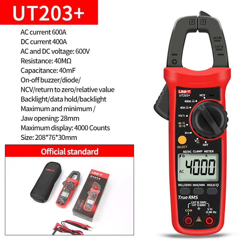UNI-T Clamp Meter UT201 UT202 UT202A UT203 UT204 Plus Digital Tester ...