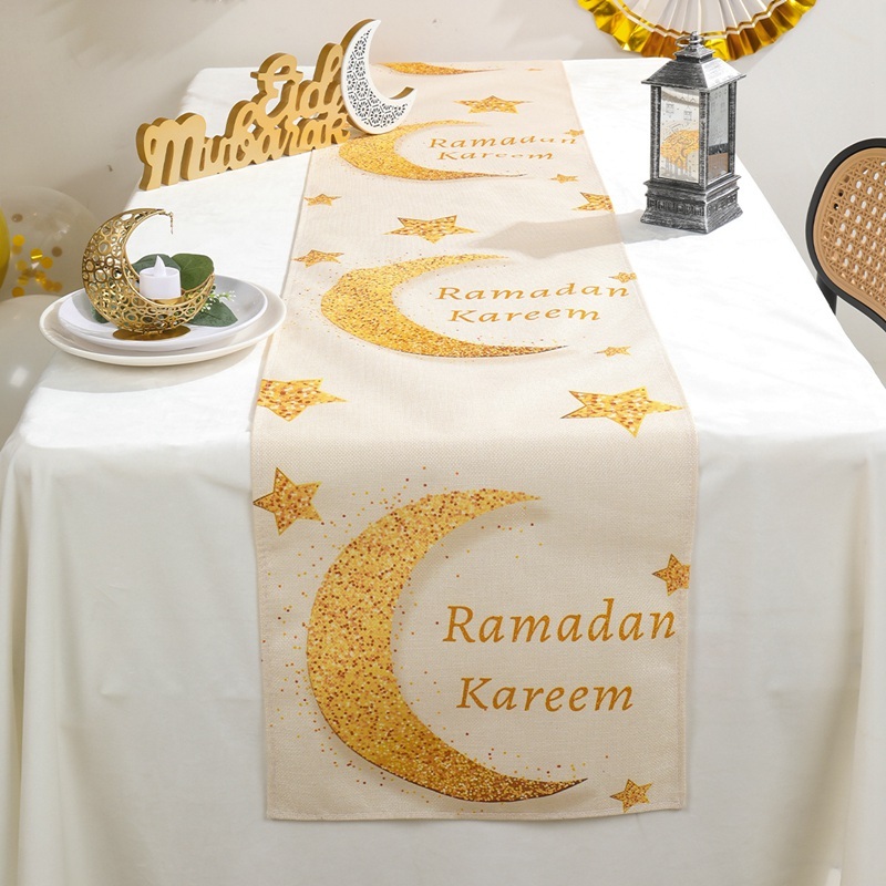 183*33cm Ramadan MUBARAK Table Runner Ramadan Kareem Linen Eid Backdrop ...