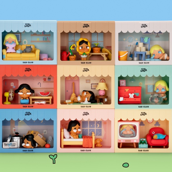 POP MART CRYBABY SAD CLUB Series Cute Kawaii Action Figures Christmas ...