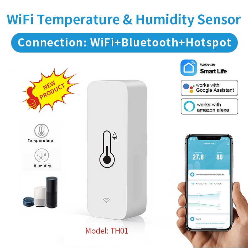 Wifi with Bluetooth Smart Temperature Humidity Sensor Hygrometer ...