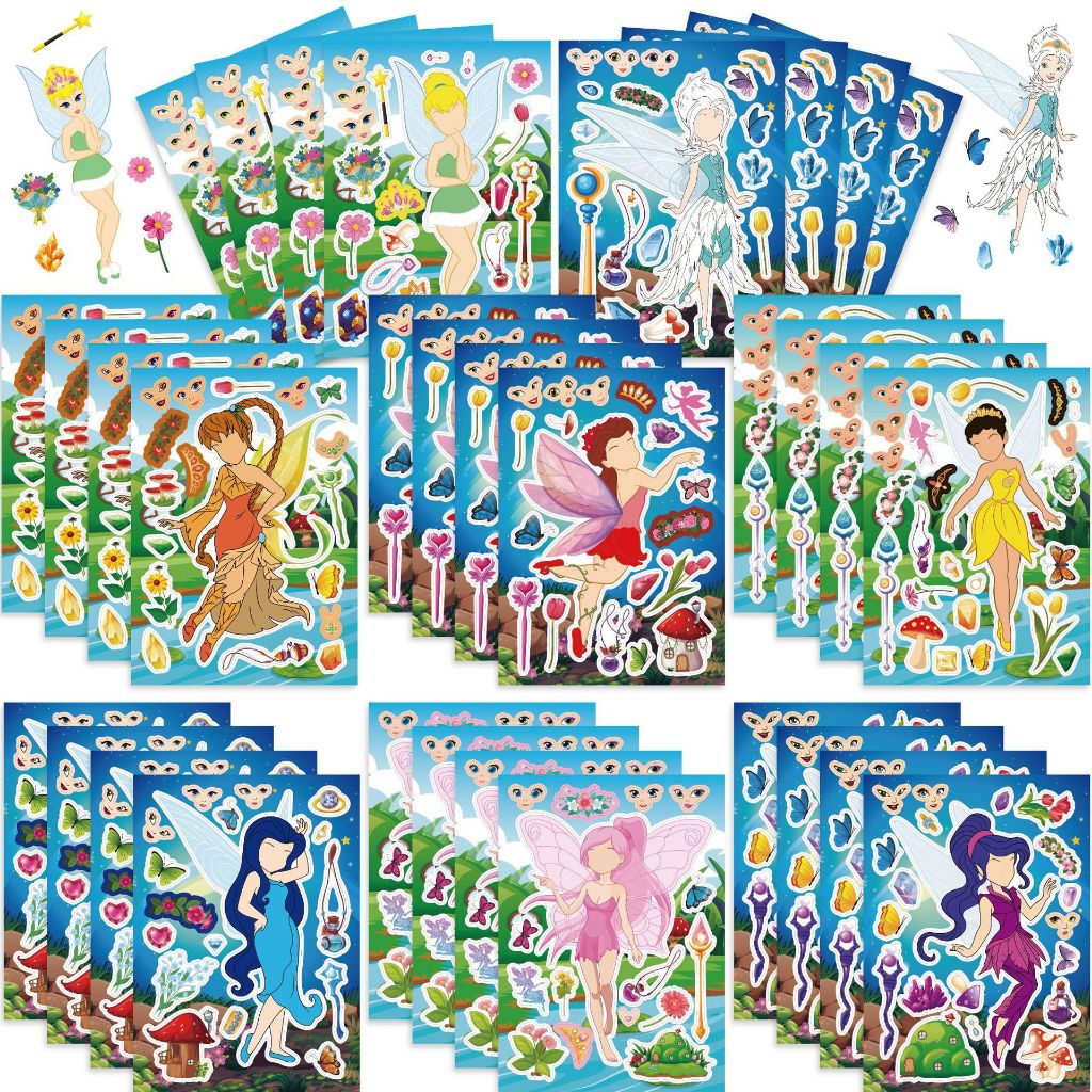 8PCS Disney Cartoon Fairy-Tinker Bell Puzzle Sticker Girls Love Cute ...